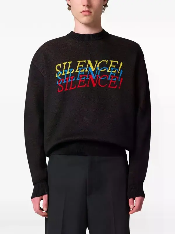 MSGM Slogan-intarsia Crew-neck Sweater