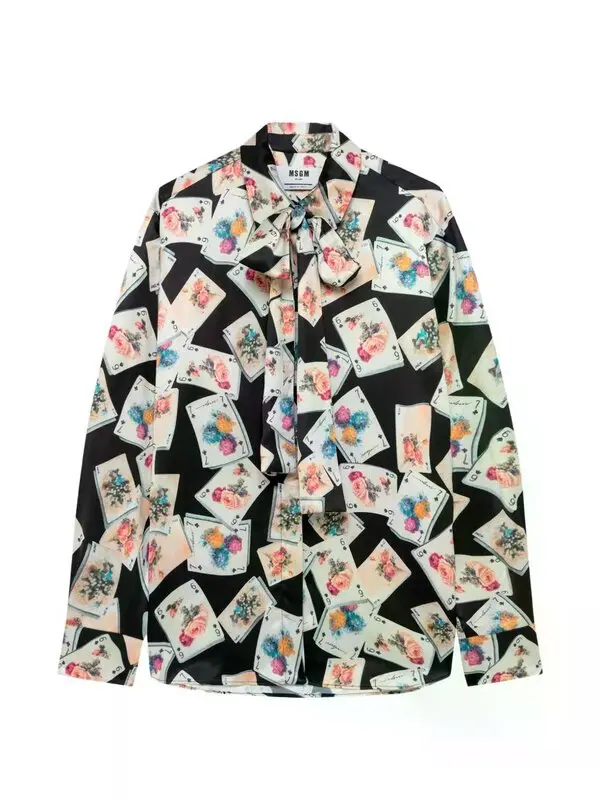 MSGM Playing-card-print Pussy-bow Blouse