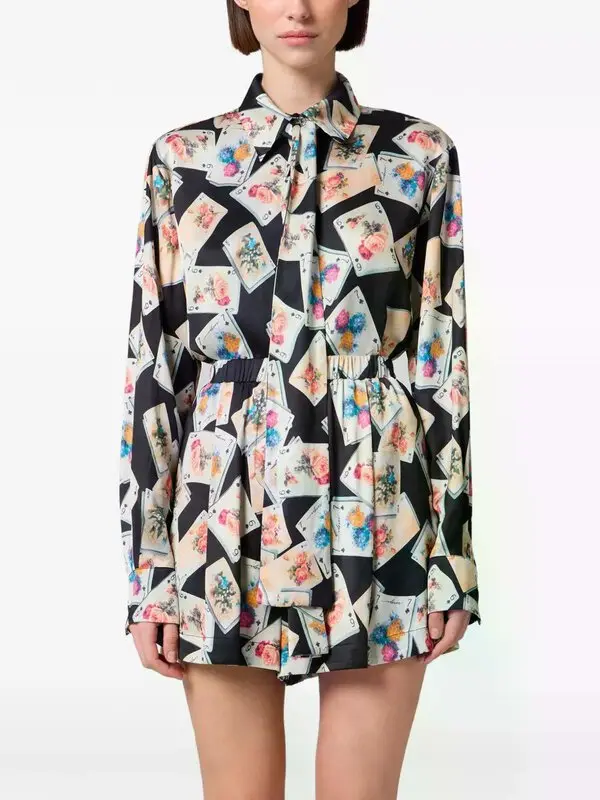MSGM Playing-card-print Pussy-bow Blouse