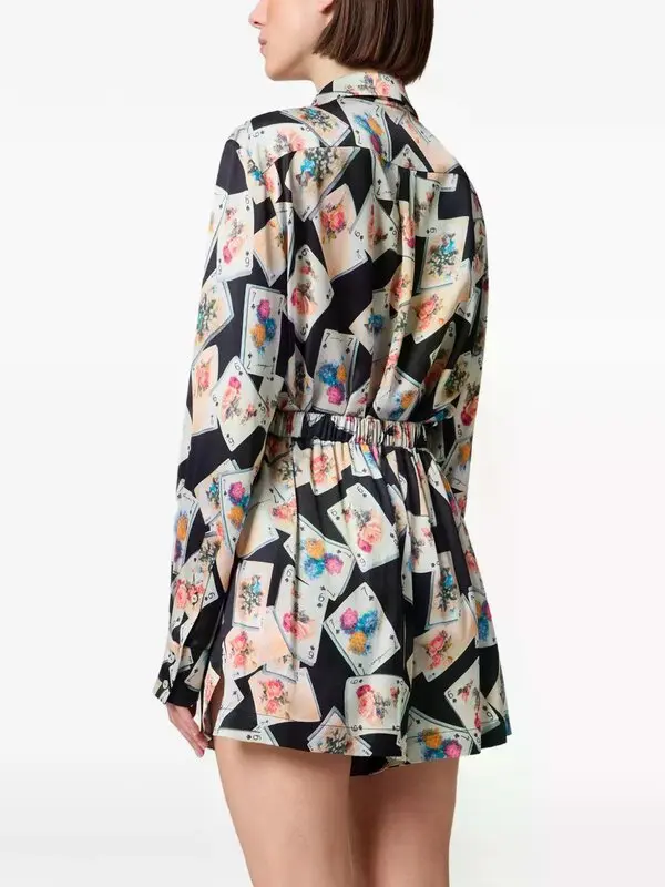 MSGM Playing-card-print Pussy-bow Blouse