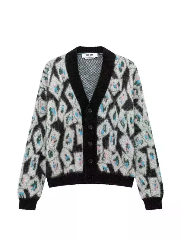 MSGM Argyle-patterned Brushed-finish Cardigan