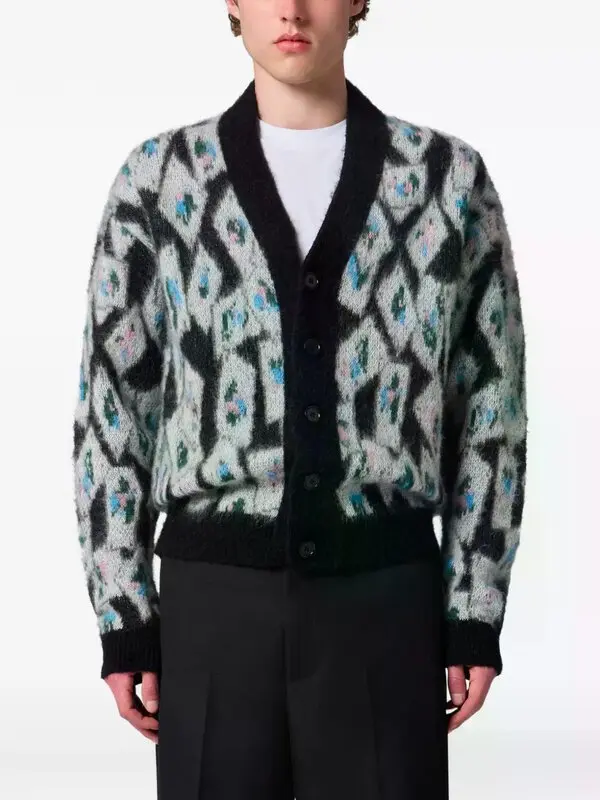 MSGM Argyle-patterned Brushed-finish Cardigan