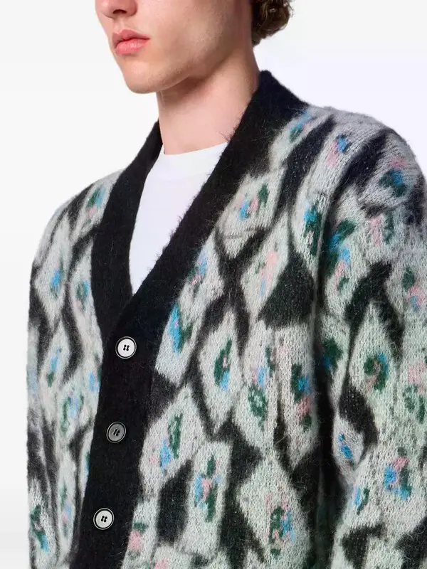 MSGM Argyle-patterned Brushed-finish Cardigan