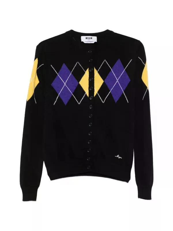 MSGM Argyle Intarsia Button-up Cardigan