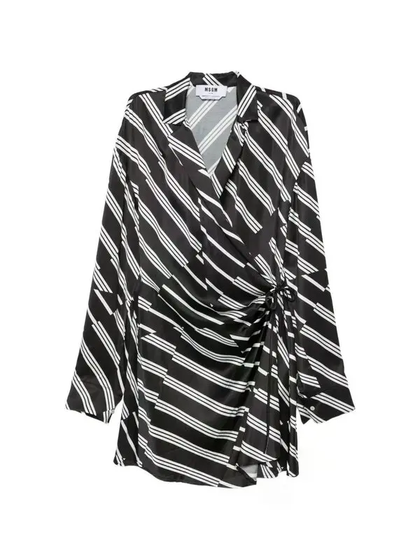 MSGM Striped Wrap Mini Dress