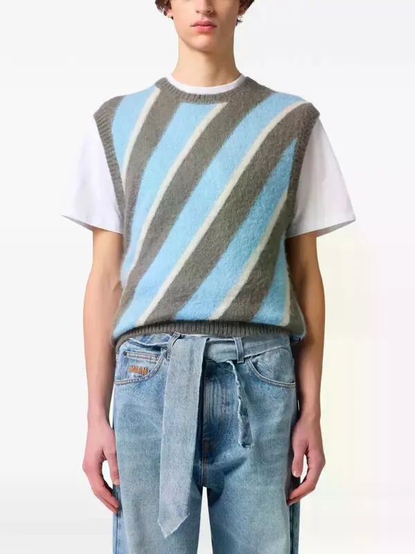 MSGM Diagonal-stripe Sleeveless Sweater