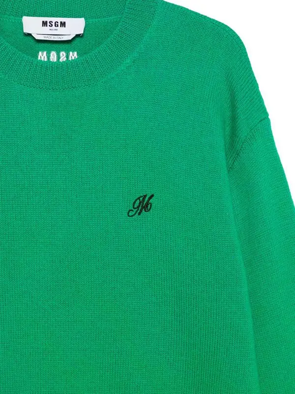 MSGM Embroidered Logo Crew Neck Sweater