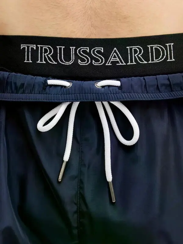 TRUSSARDI Logo-print Drawstring Swim Shorts - Blue