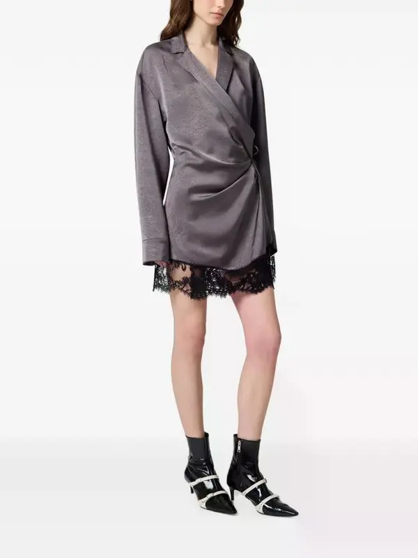 MSGM Lace-trim Wrap Mini Dress