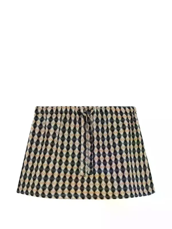 MSGM Argyle-pattern Drawstring Mini Skirt - Neutrals