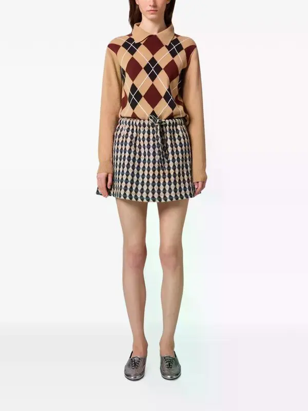 MSGM Argyle-pattern Drawstring Mini Skirt