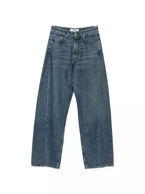 MSGM Logo-patch Wide-leg Jeans - Blue