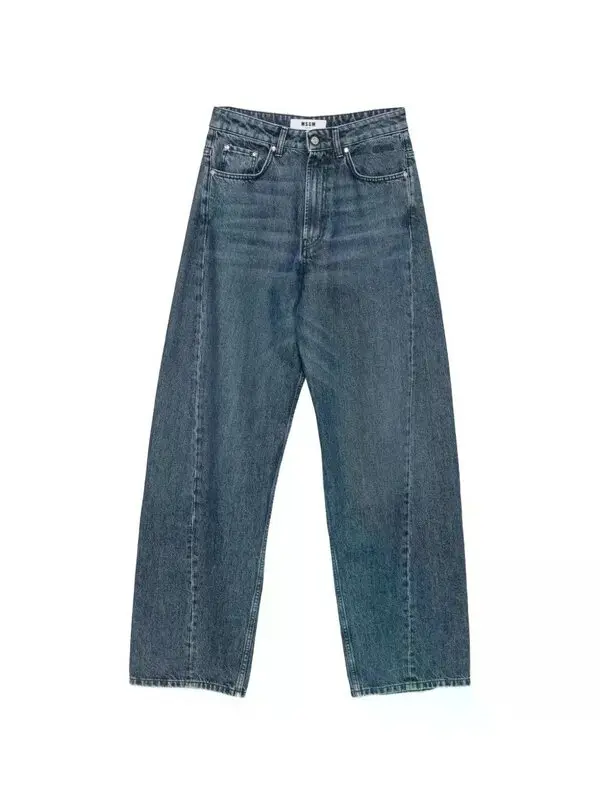 MSGM Logo-patch Wide-leg Jeans - Blue
