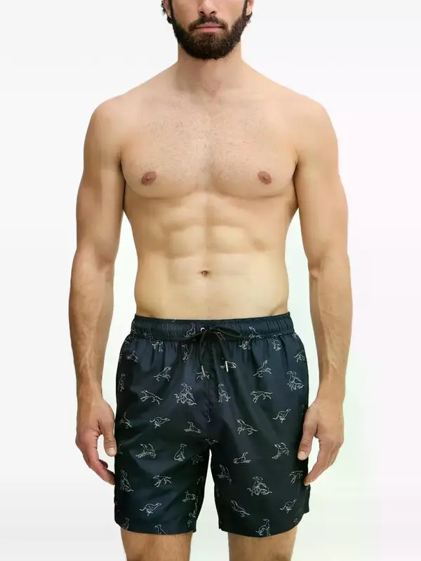 TRUSSARDI Greyhound-print Drawstring Swim Shorts
