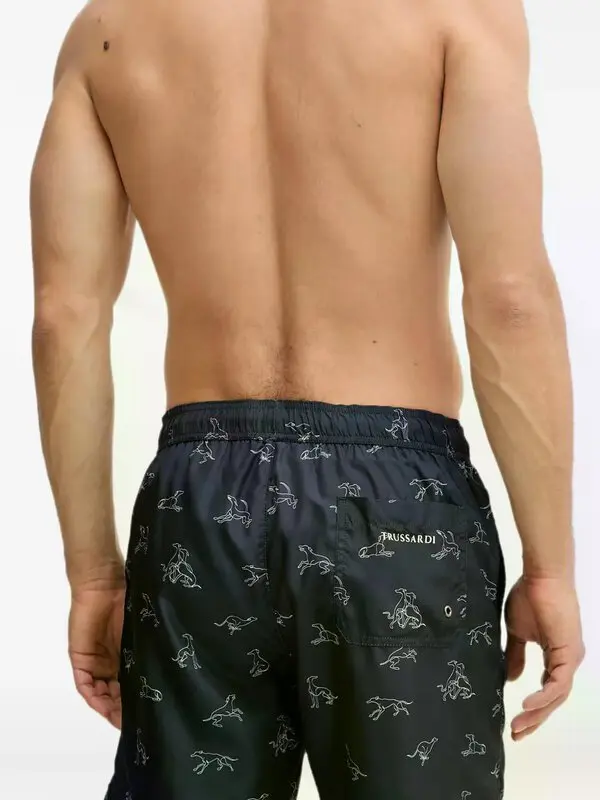 TRUSSARDI Greyhound-print Drawstring Swim Shorts