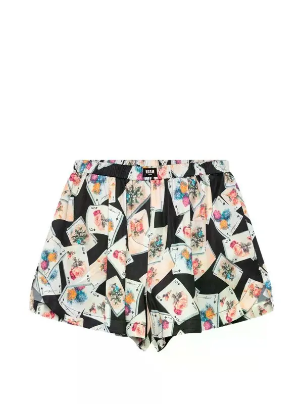 MSGM Playing-card-print Shorts - Black