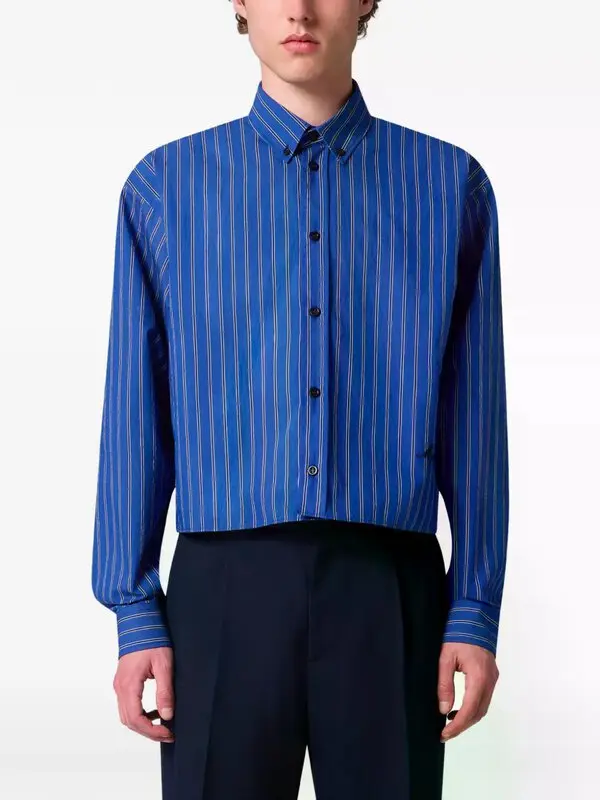 MSGM Vertical-stripe Cropped Shirt