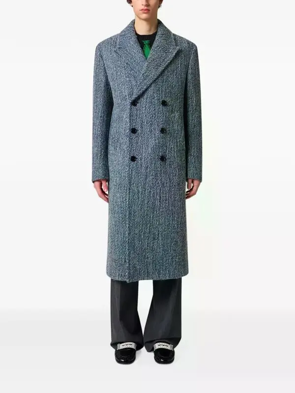 MSGM Double-breasted Marl-effect Coat