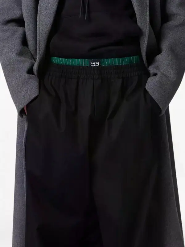 MSGM Logo-patch Layered-waistband Trousers