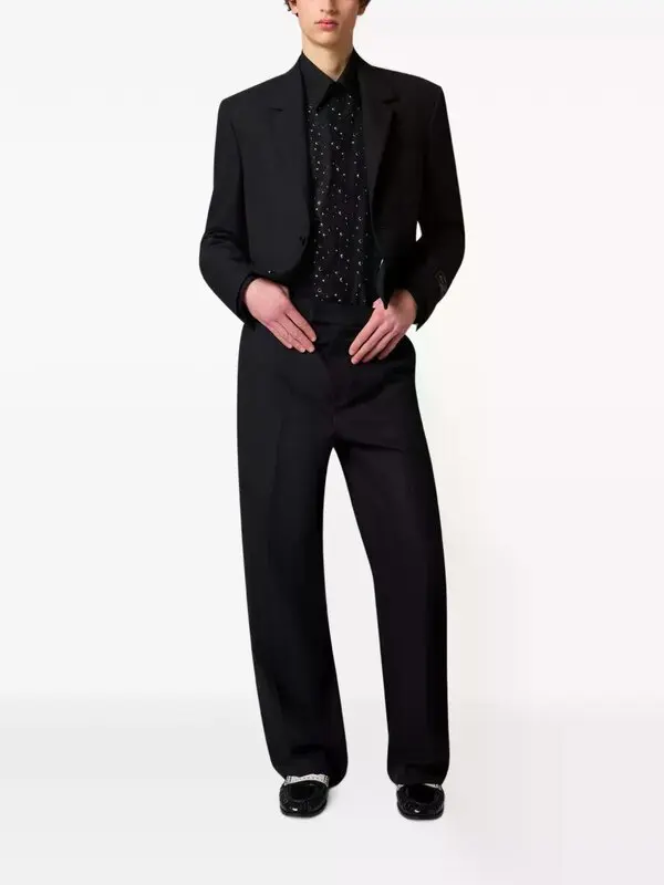 MSGM Logo-embroidered Pressed-crease Trousers