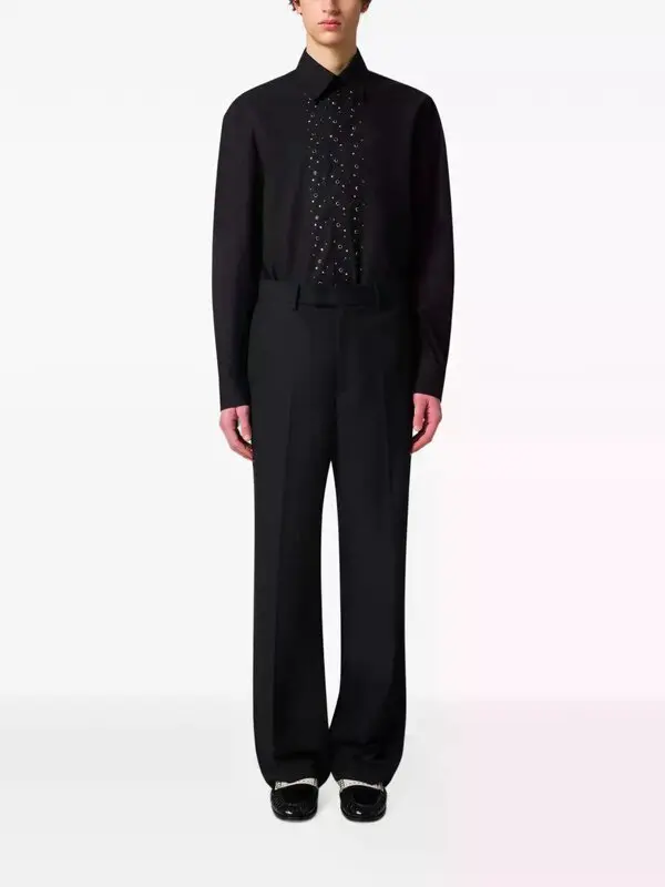 MSGM Logo-embroidered Pressed-crease Trousers