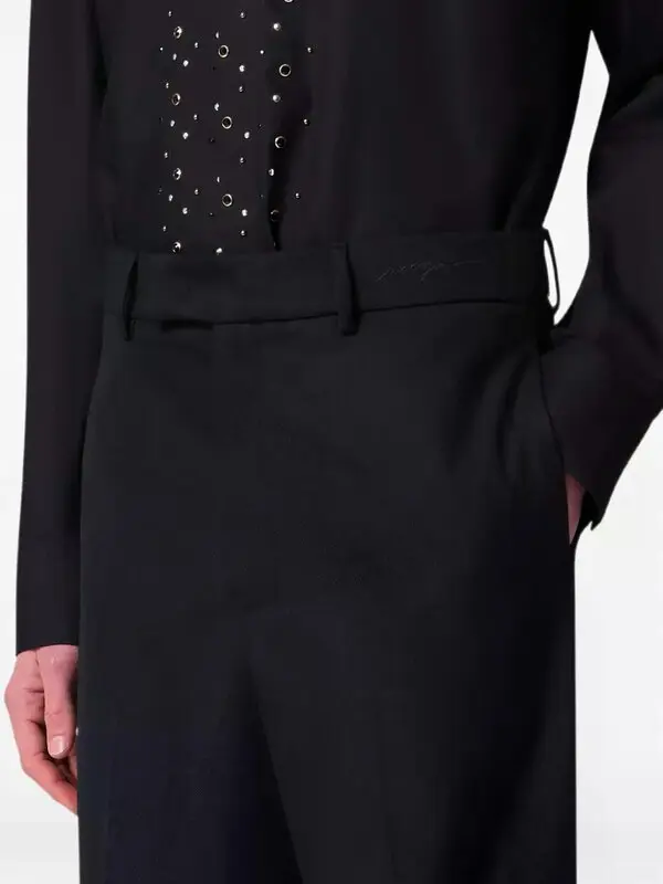 MSGM Logo-embroidered Pressed-crease Trousers