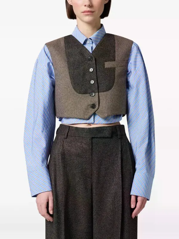 MSGM Check-pattern Cropped Waistcoat