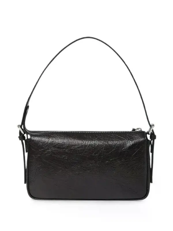 Fendi Small Zip Top Crinkled-leather Shoulder Bag - Black