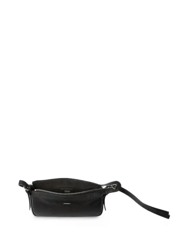Fendi Small Zip Top Crinkled-leather Shoulder Bag - Black