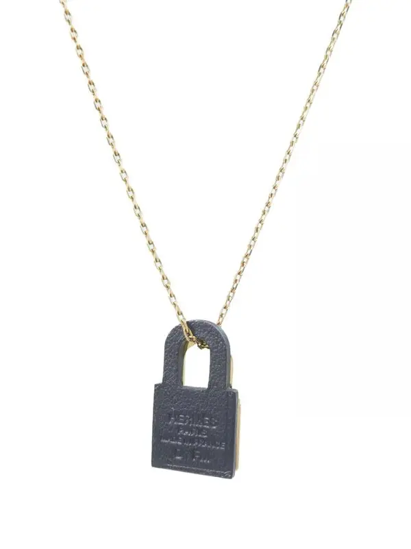 Hermès O'kelly Necklace In -plated Metal And Black Swift Calfskin - Gold