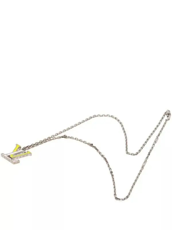 LOUIS VUITTON 2021 Brass Enamel Resin Colors Pendant Necklace Costume Necklace - Silver