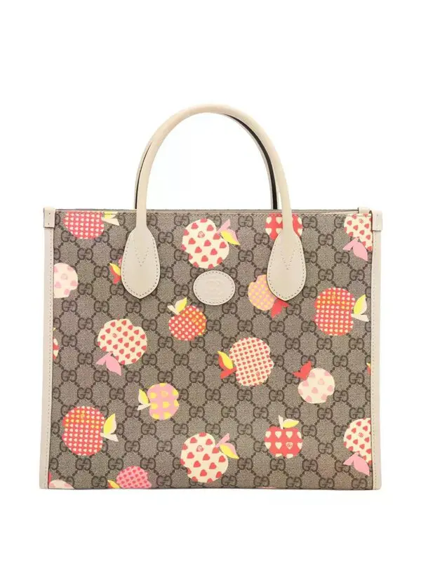 Gucci 2021-2026 Small Gg Supreme Les Pommes Tote Satchel - Neutrals