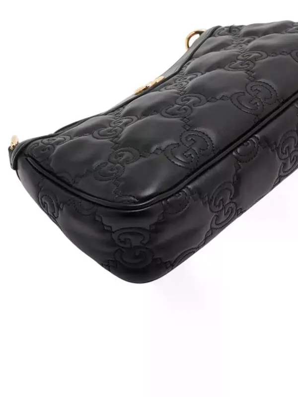 Gucci Matelassé Gg Small Leather Satchel - Black