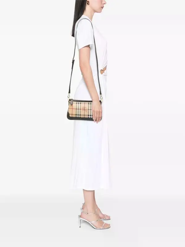 Burberry 2000-2017 Haymarket Check Coated Canvas Peyton Crossbody Bag - Neutrals