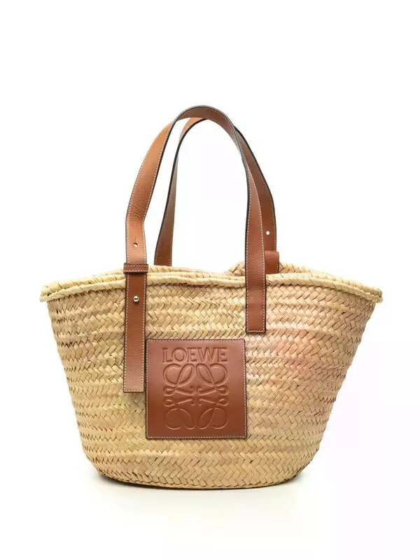 Loewe 2018 Medium Raffia Anagram Basket Tote Bag