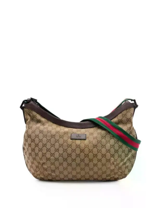 Gucci 2016-2026 Gg Canvas Web Half Moon Crossbody Bag - Neutrals