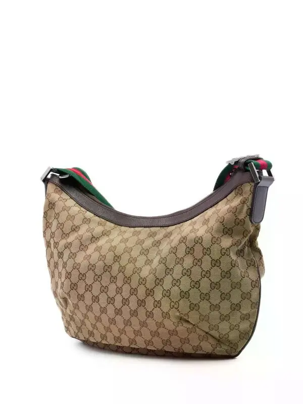 Gucci Gg Canvas Web Half Moon Crossbody Bag