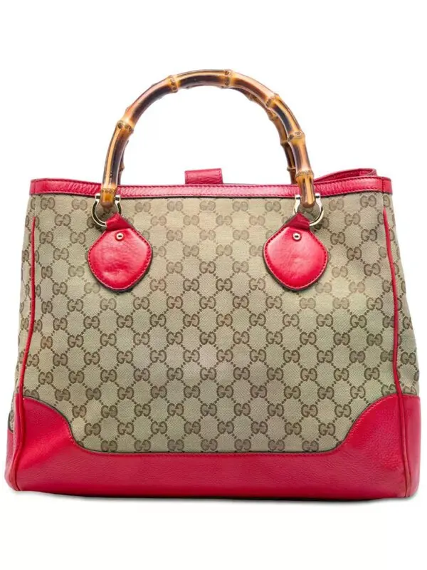 Gucci 2016-2026 Gg Canvas Bamboo Diana Tote Bag - Neutrals