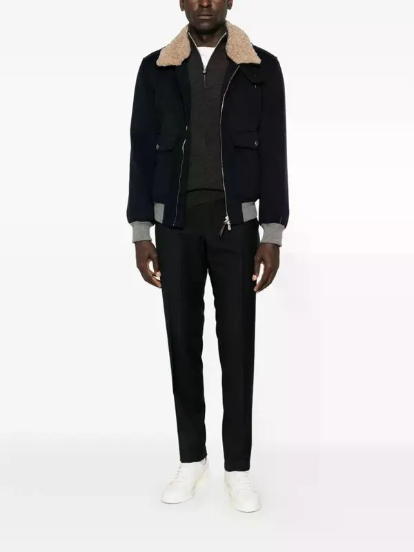Brunello Cucinelli Shearling-collar Bomber Jacket - Blue