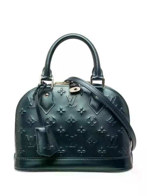 LOUIS VUITTON 2021-2026 Monogram Debossed Metallic Calfskin Alma Bb Satchel - Green