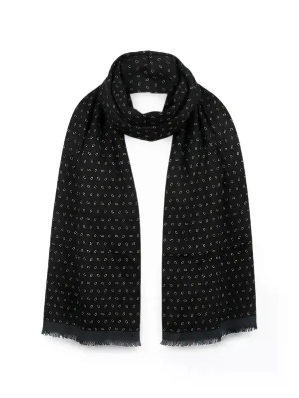 Valentino Garavani Monogram-print Frayed Scarf - Black