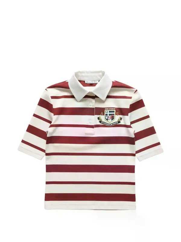 Acne Studios Striped Crest-patch Polo Shirt - Red