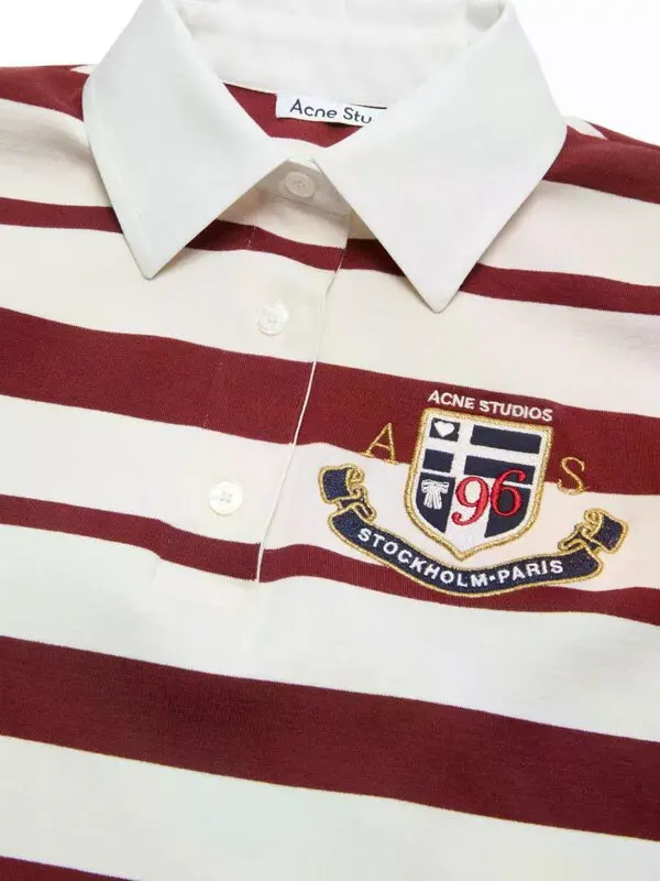 Acne Studios Striped Polo Shirt With Crest Embroidery
