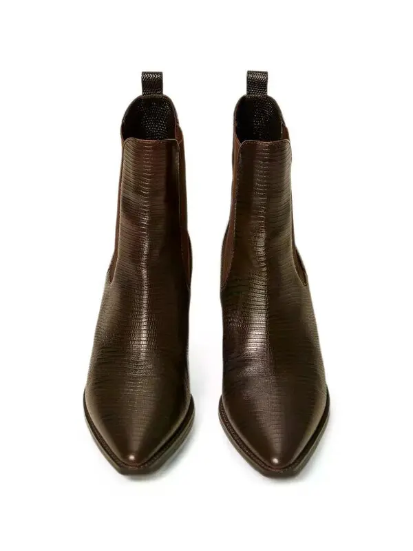 TWINSET Short Leather Cow Boots With Elastics