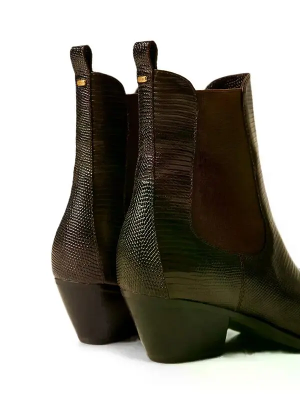 TWINSET Short Leather Cow Boots With Elastics