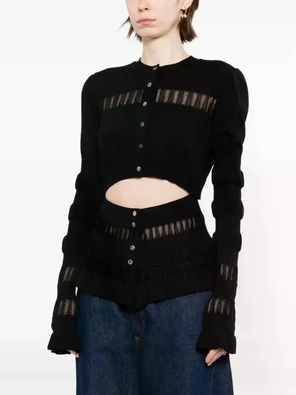 FETICO Convertible Sheer Lace Striped Cardigan