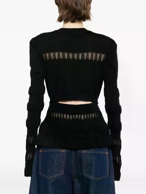 FETICO Convertible Sheer Lace Striped Cardigan
