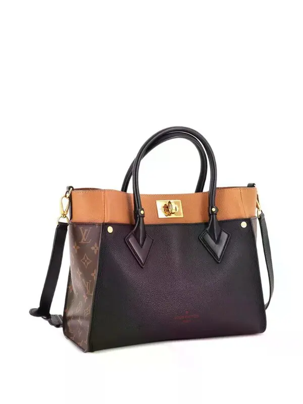 LOUIS VUITTON On My Side Leather With Monogram Canvas Mm Tote Bag - Black
