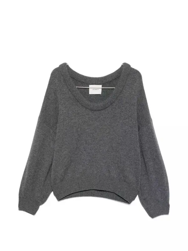 LISA YANG Doria Scoop-neck Long-sleeve Sweater - Grey