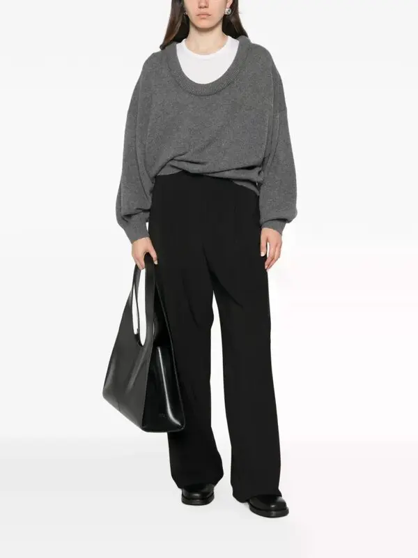 LISA YANG Doria Scoop-neck Long-sleeve Sweater - Grey